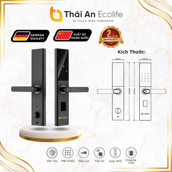 KHÓA VÂN TAY CỬA GỖ HIỆN ĐẠI HB CG22 BLACK